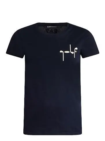 EA7 Cotton T-shirt With Appliqu - Blue