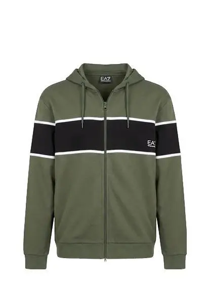 EA7 Cotton And Elastane Military Sweatshirt - Green