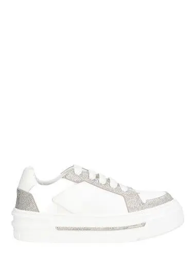 Rene Caovilla Calfskin Sneakers With Crystal Embellishments - Silver