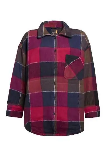 Timberland Cotton Flannel Overshirt With Checked Pattern - Blue