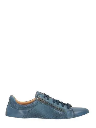 EXTON Low-top Leather Sneakers With Perforations - Navy