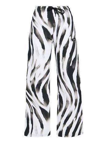 SHOE Cotton French Terry Track Pants With Multicolor Zebra Print - White