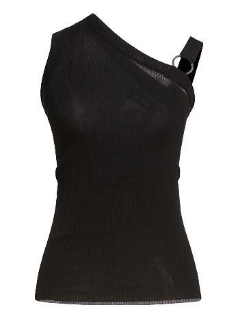 Moschino Ribbed Knit One Shoulder Top - Black