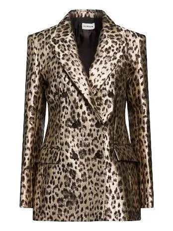P.a.r.o.s.h Double-breasted Animal Print Jacquard Blazer - Gold