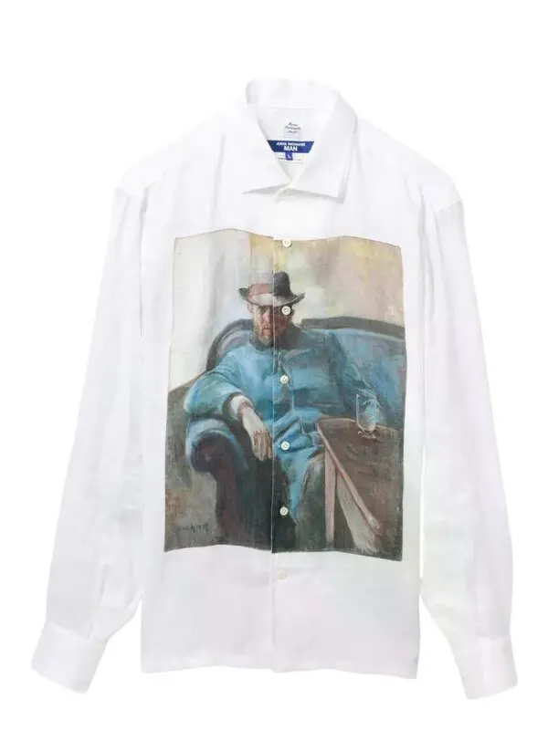 Junya Watanabe Graphic-print Linen Shirt - White
