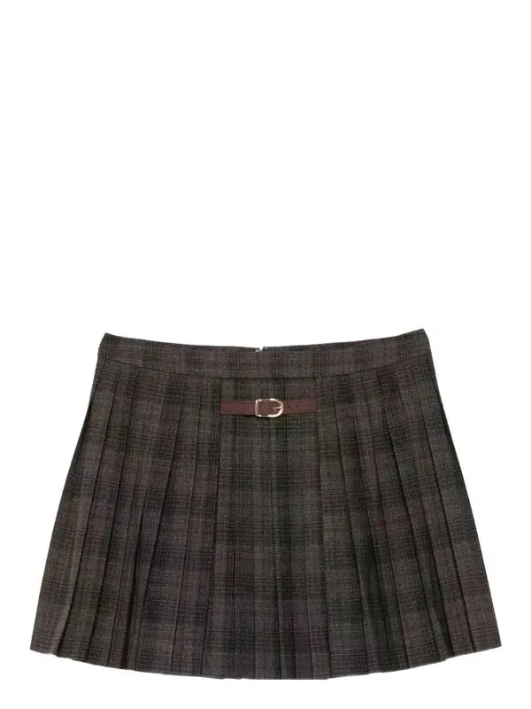 Sandro Checked Pleated Mini Skirt - Grey