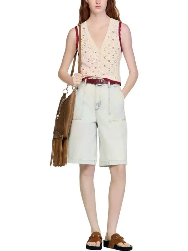 Sandro Crochet-knit Vest - Neutrals