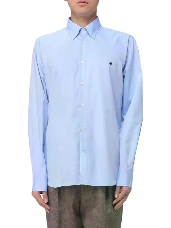 BROOKSFIELD Poplin Logo-embroidered Shirt - Blue