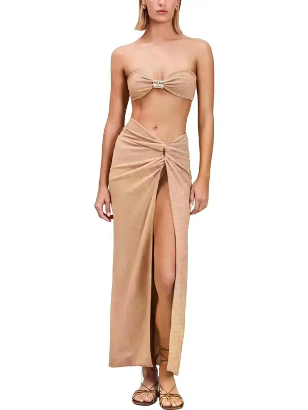 Devon Windsor Gwen Twist-detail Front-slit Skirt - Neutrals