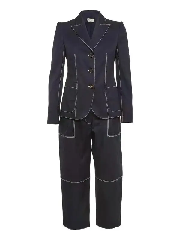 Alexander McQueen Contrast-stitch Suit - Blue