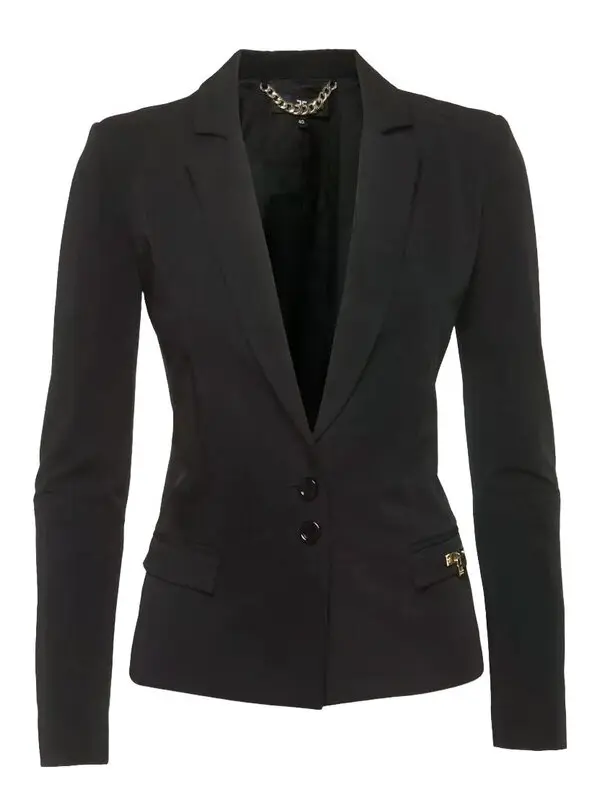 Elisabetta Franchi Gabardine Slim Fit Blazer - Black