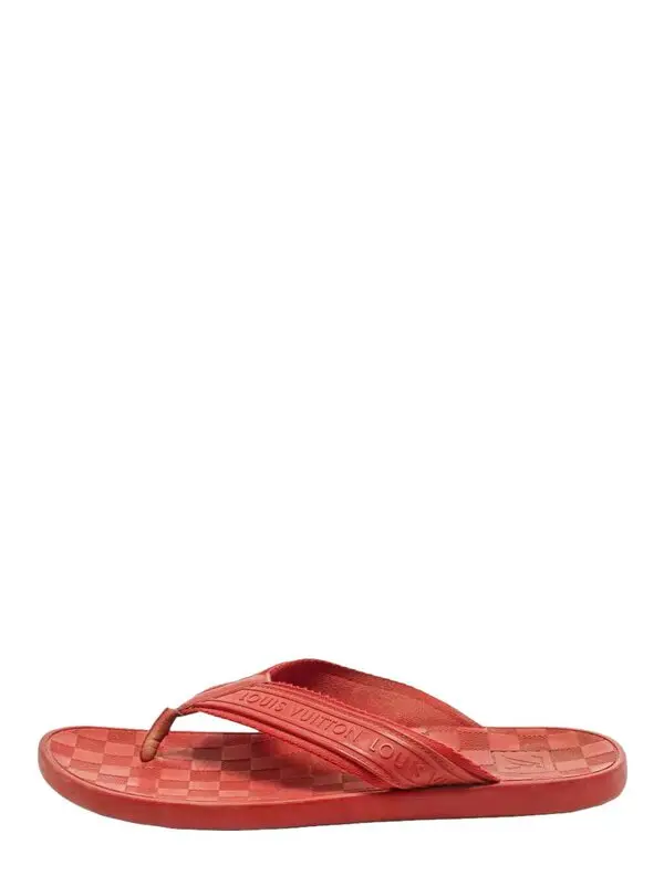 LOUIS VUITTON Check-textured Thong Flip Flops - Red