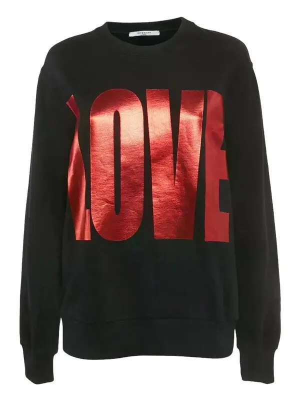 Givenchy Cotton Love Print Crew Neck Sweater - Black