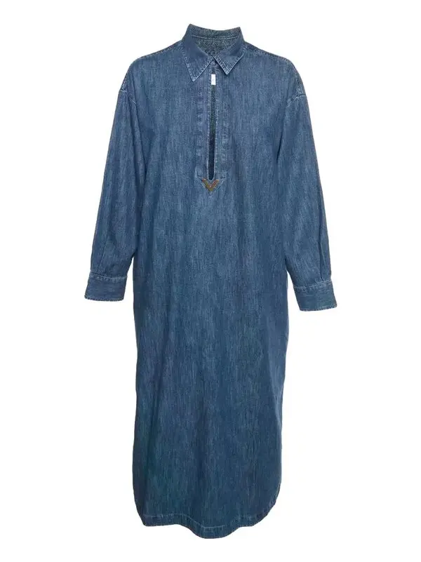 Valentino Garavani Vlogo Denim Kaftan Dress - Blue