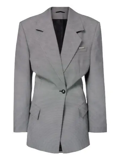 Attico Tailored Cotton Wool Blazer - Gray
