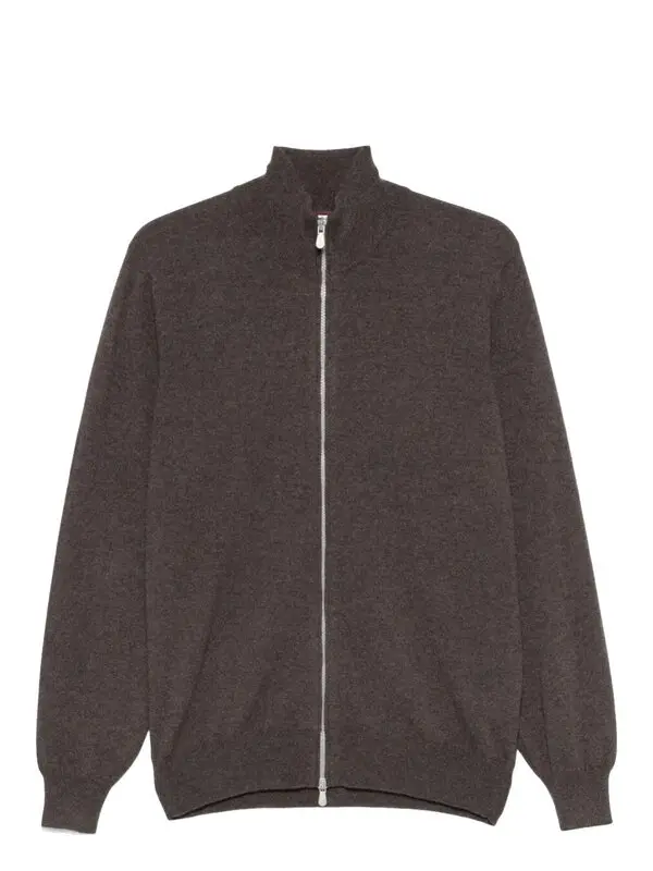 Brunello Cucinelli High Neck Zip-up Cardigan - Black