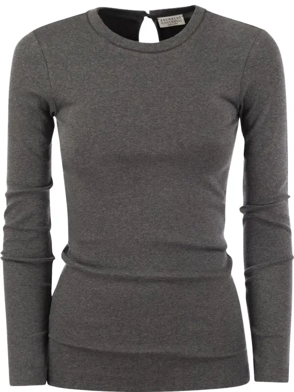 Brunello Cucinelli Monili Detailed Crewneck T-shirt - Grey