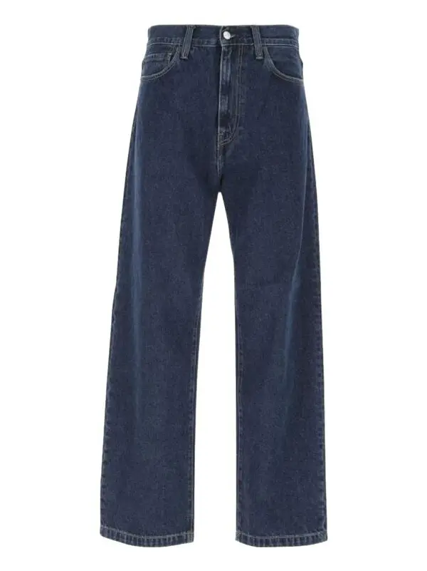 Carhartt Work In Progress Logo Patch Wide Leg Jeans - Blue
