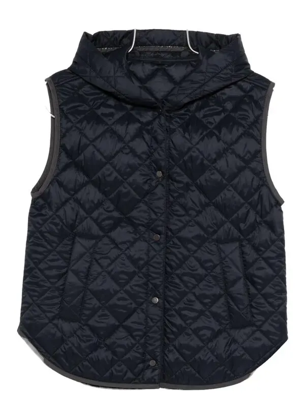 Brunello Cucinelli Quilted Hooded Gilet - Blue