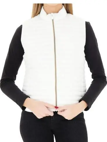 SAVE THE DUCK Sleeveless Quilted Zip-up Vest - White