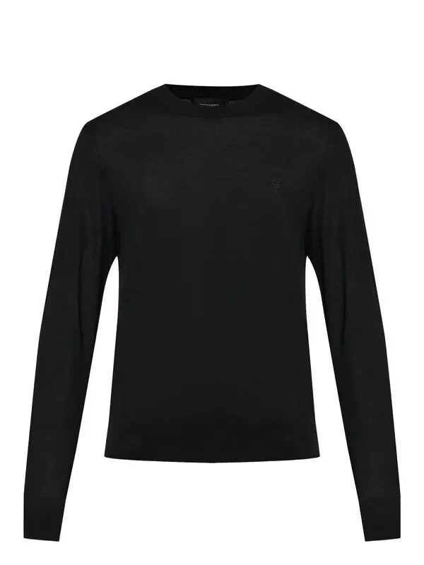 Dsquared2 Wool Sweater With Embroidered Logo - Black