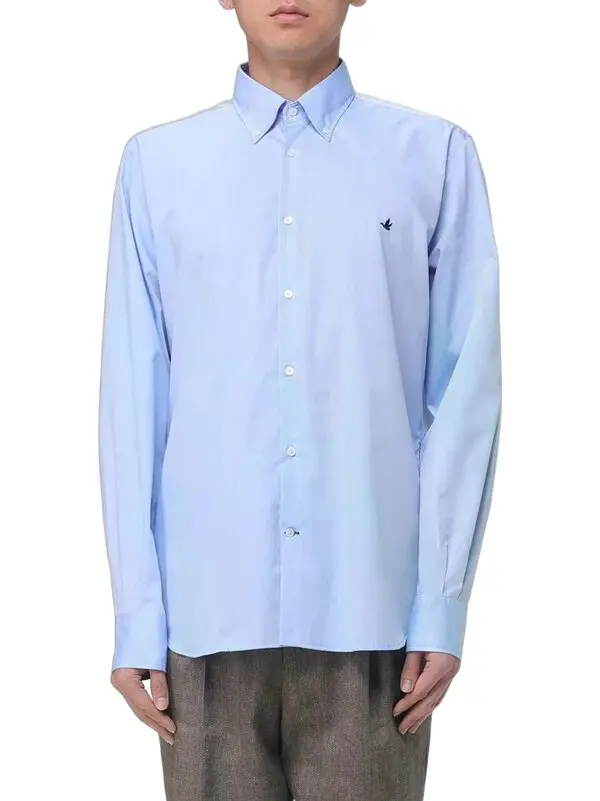 BROOKSFIELD Poplin Logo-embroidered Shirt - Blue