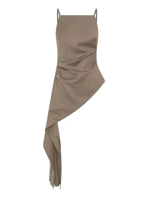 Anna Quan Asymmetric Draped Top - Brown
