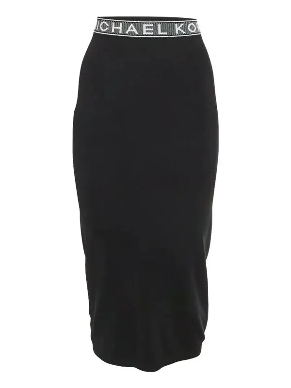 Michael Kors Stretch Knit Logo Tape Skirt - Black