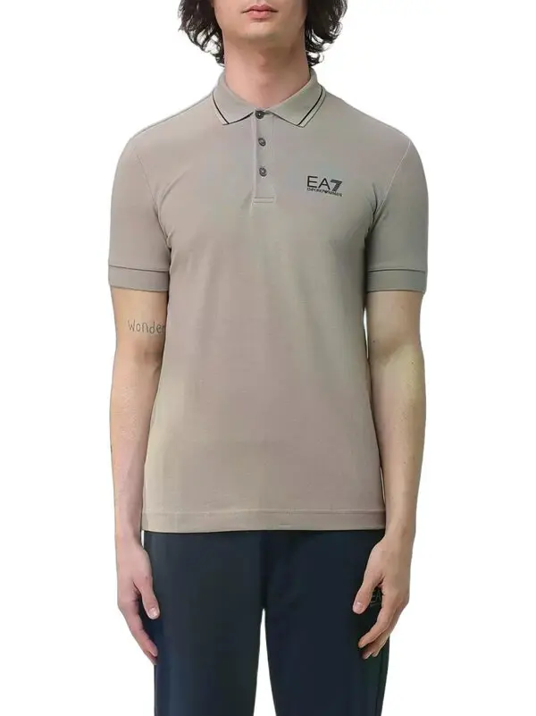 EA7 Logo-print Short-sleeve Polo Shirt - Neutrals