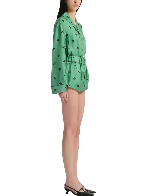 Marni Silk Twill Bloomers With Floral Print - Green