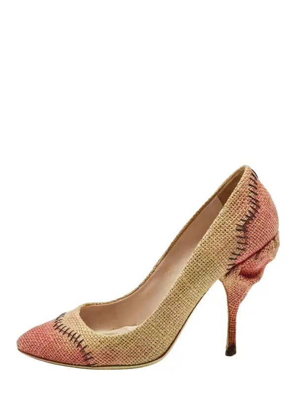 Miu Miu Beige Woven Pointed-toe Stiletto Pumps - Neutrals