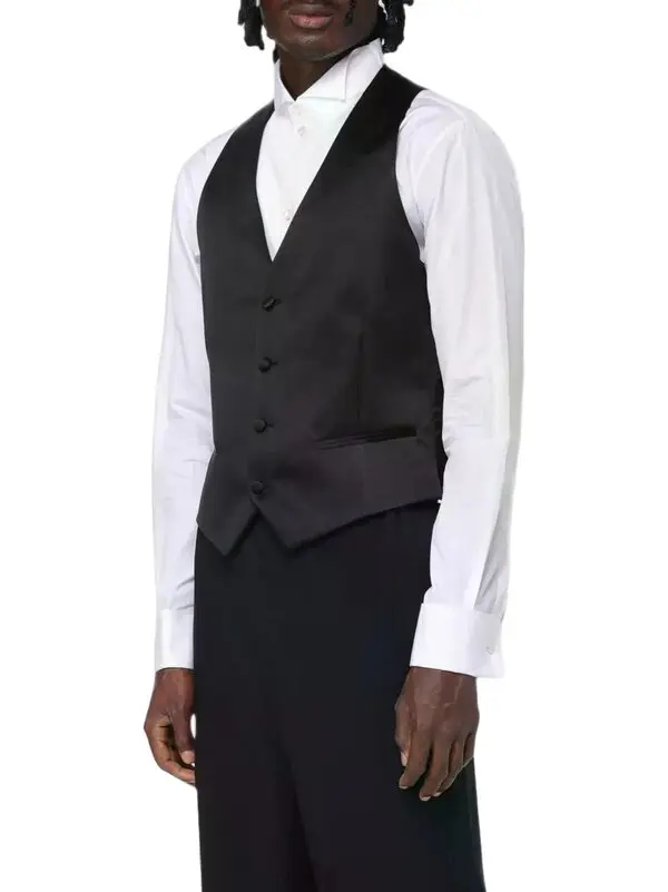 Emporio Armani Satin Button-down Waistcoat - Black