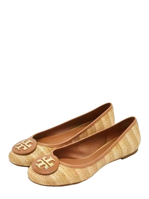 Tory Burch Reva Raffia Ballet Flats - Neutrals