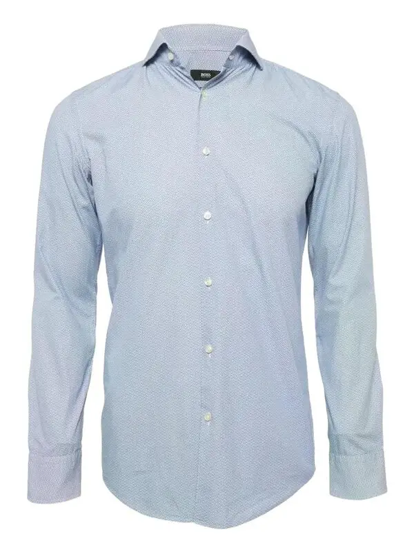 Hugo Boss Geometric-print Slim-fit Shirt - Blue