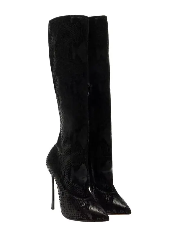 Casadei Blade Kitana Python-effect Knee-high Boots - Black