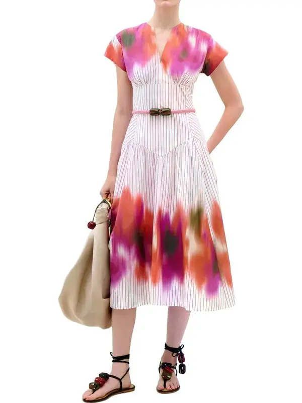 Silvia Tcherassi Striped Print Dress - Neutrals
