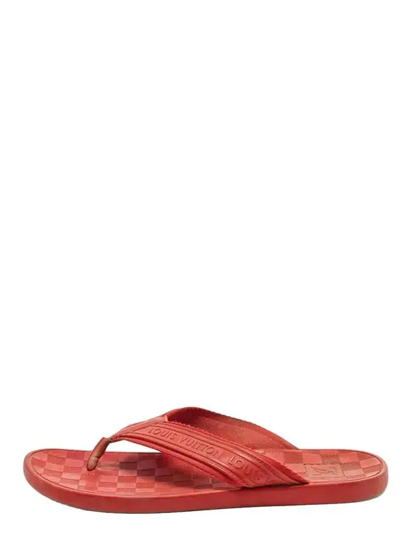 LOUIS VUITTON Check-textured Thong Flip Flops - Red