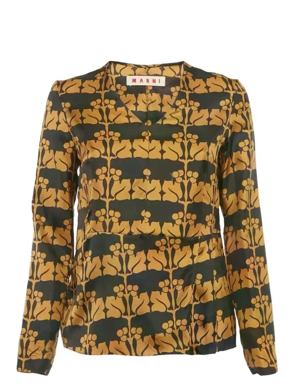 Marni Printed Silk Blouse - Black