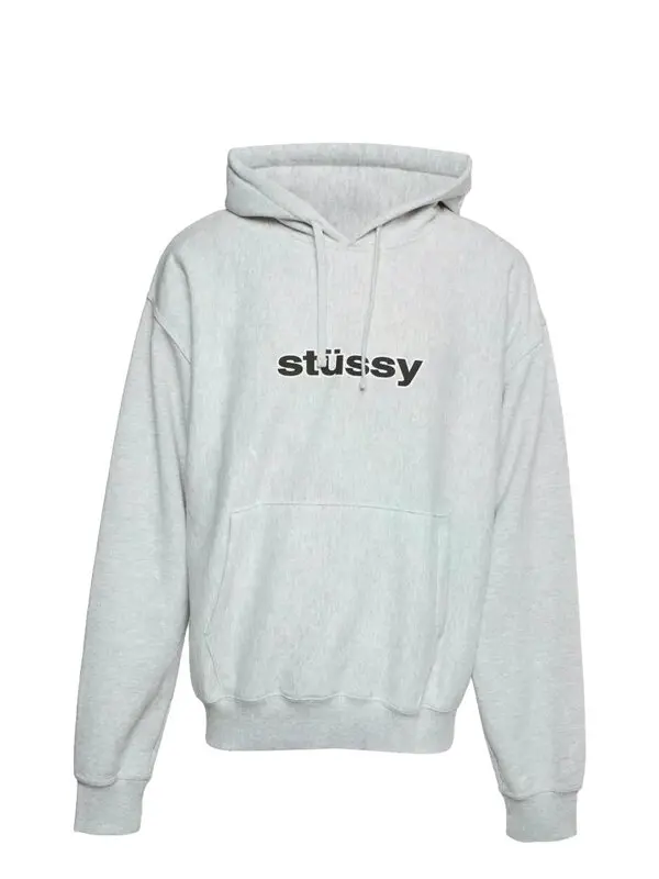 StÜssy Logo Print Hoodie - Grey