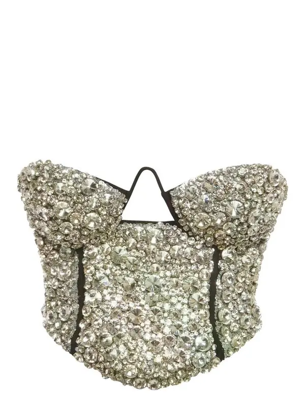 AREA Crystal-embellished Corset Top - Black