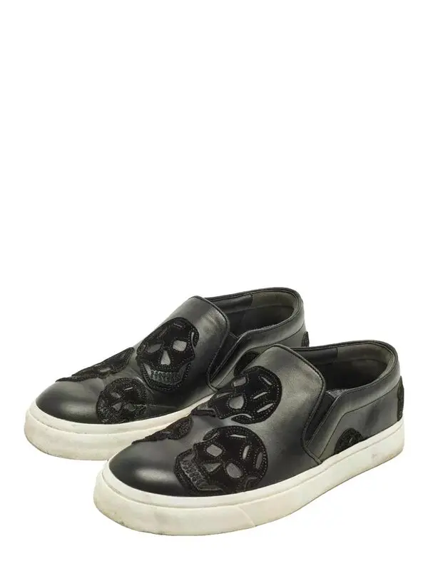 Alexander McQueen Skull Leather Slip-on Sneakers - Black