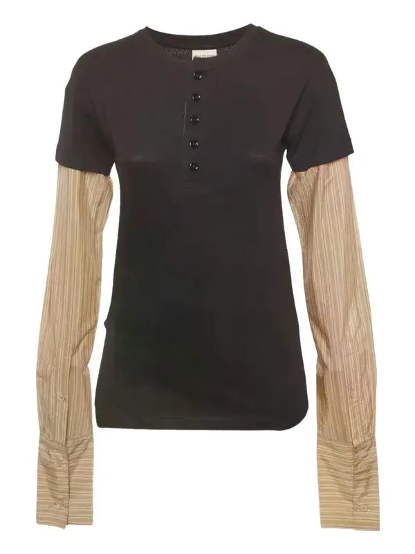 Dries Van Noten Striped Sleeve Layered Top - Brown