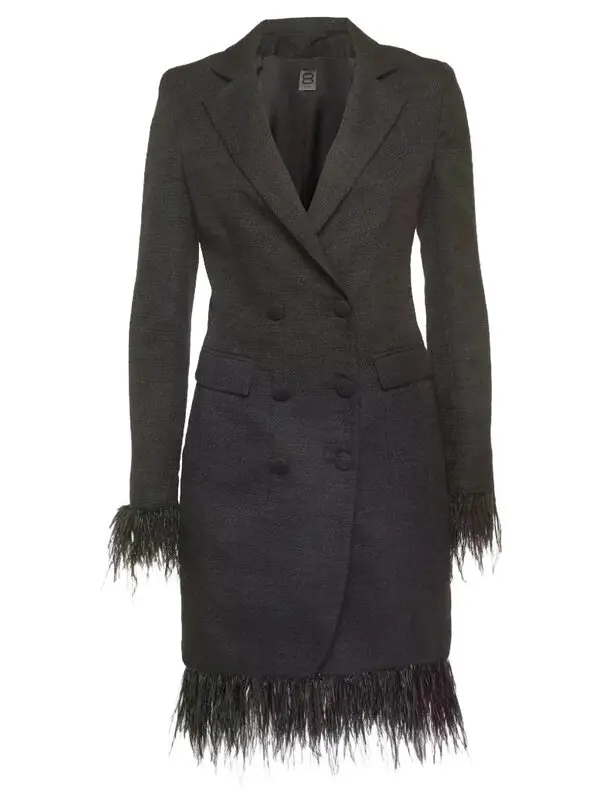 8 BY YOOX Tweed Feather-trim Mini Dress - Black