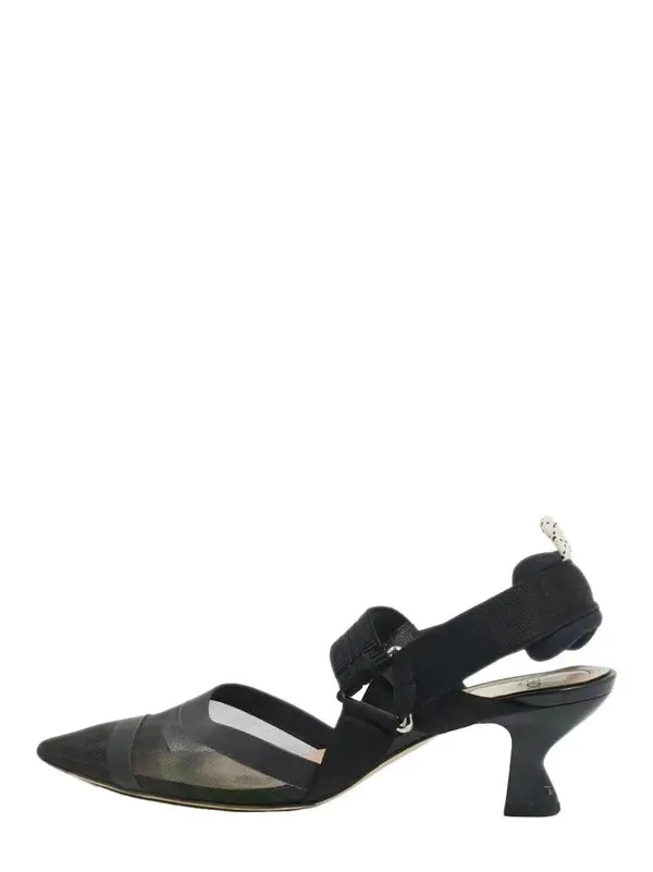 Fendi Colibri Mesh Slingback Pumps - Black