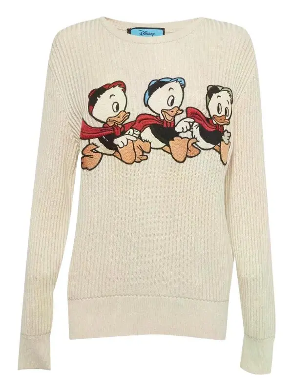 Gucci Disney Donald Duck Embroidery Sweater - Neutrals
