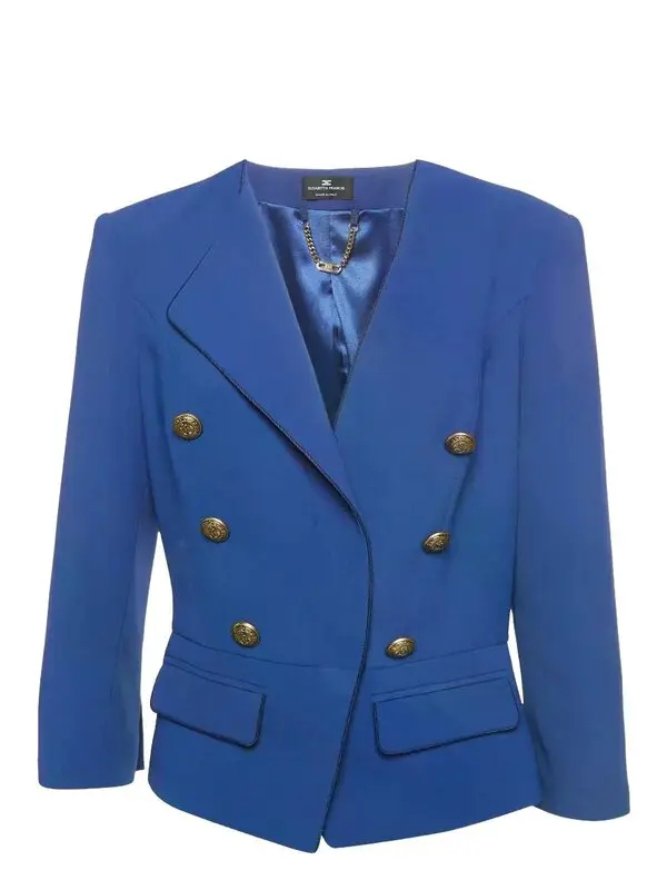 Elisabetta Franchi Double-breasted Blazer With Peplum Hem - Blue