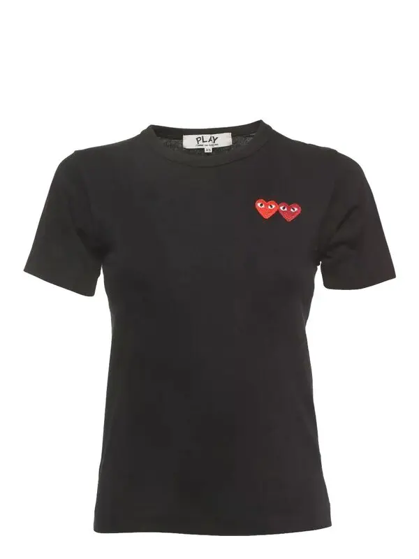 Play Comme Des Garcon Embroidered Heart T-shirt - Black