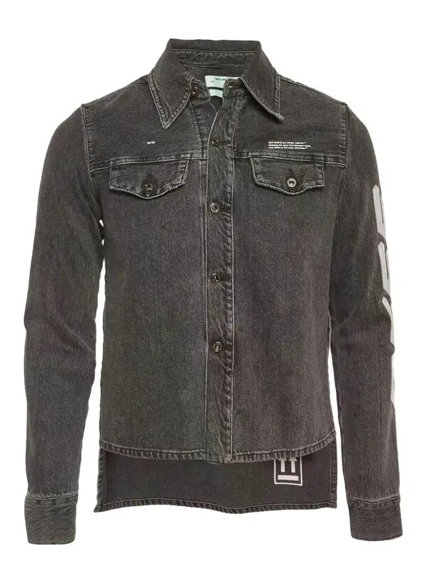 Off-White Graphic Print Denim Jacket - Grey
