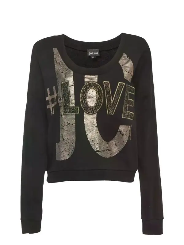 Just Cavalli Embroidered Long Sleeve Sweatshirt - Black