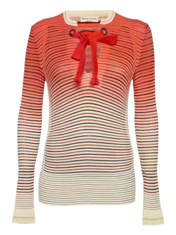 Sonia Rykiel Paris Striped Long-sleeve Sweater - Red